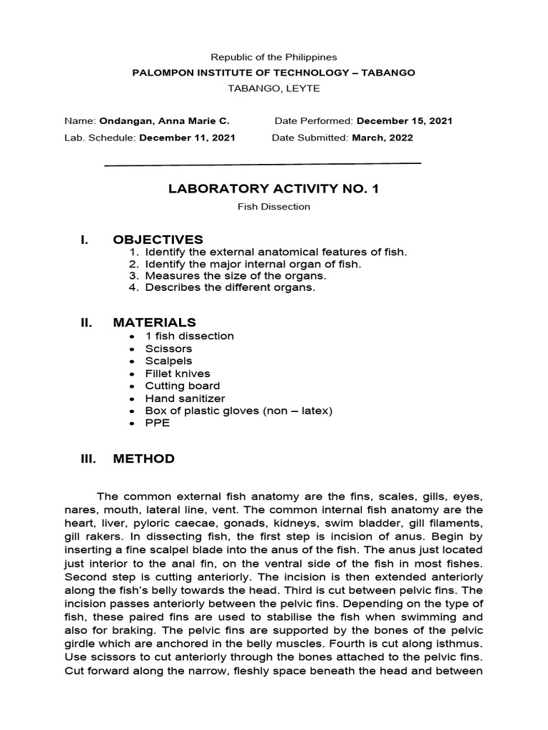 Lab Report Fisheries | PDF