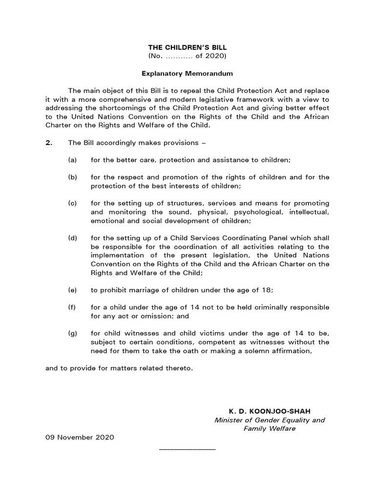 Children's Act 2020 | PDF