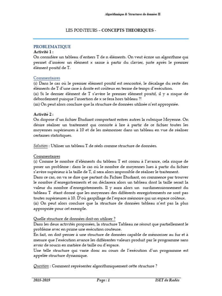 Chapitre 3 - Les Pointeurs | PDF | Pointeur (programmation) | Variable (informatique)