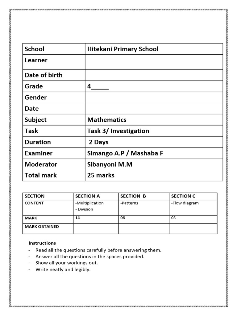 Investigation grade 4 2023 | PDF