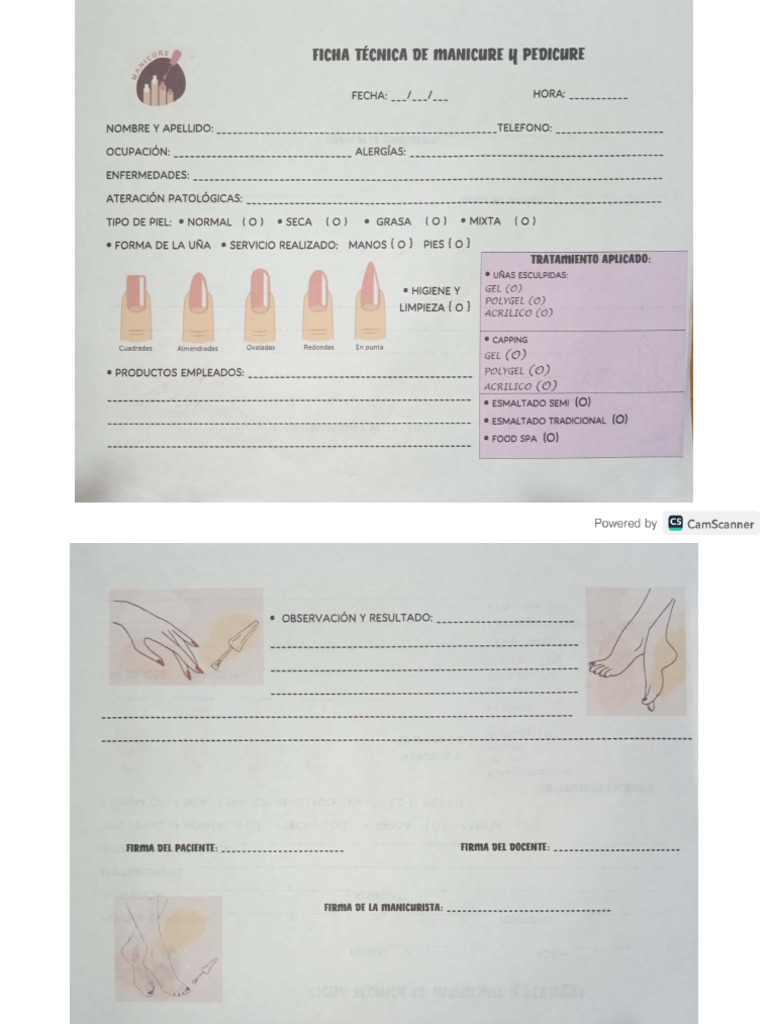 Ficha Tecnica Manicure y Pedicure | PDF