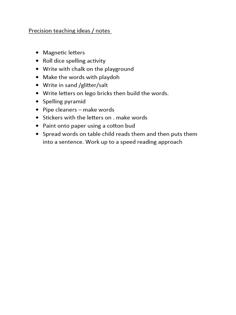 Precision Teaching Ideas | PDF