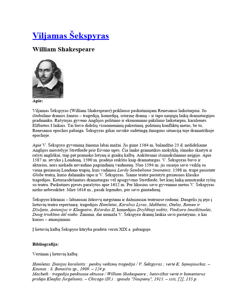 viljamas-sekspyras-biografija | PDF