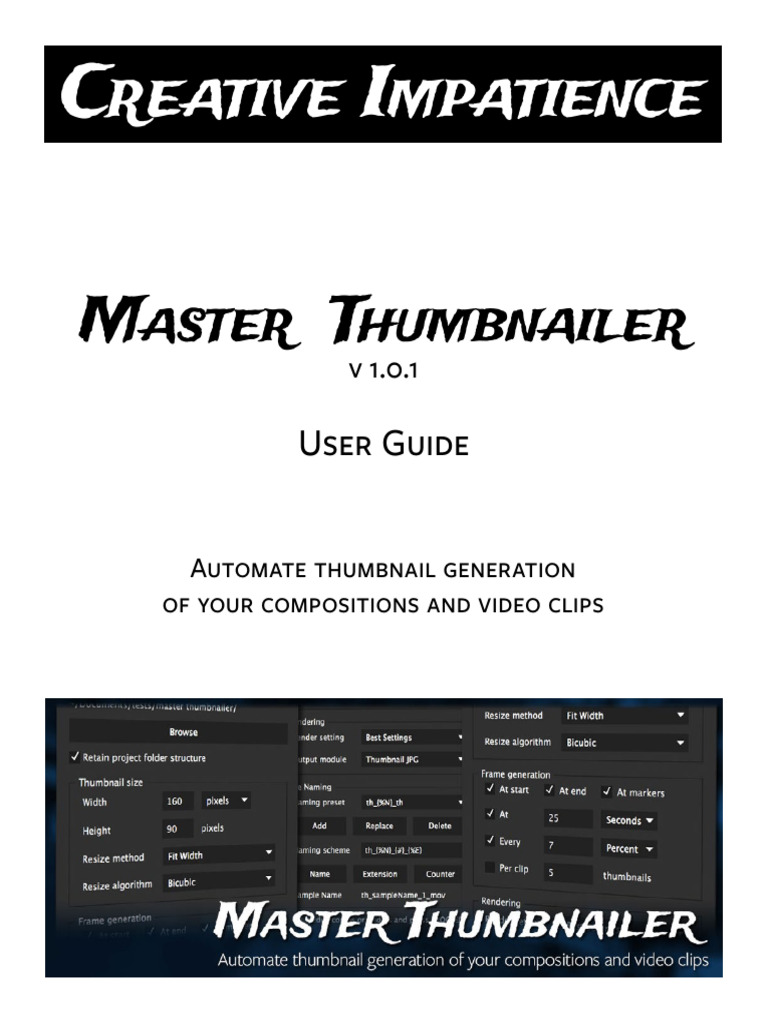 CI Master Thumbnailer 1.0.1 User Guide | PDF