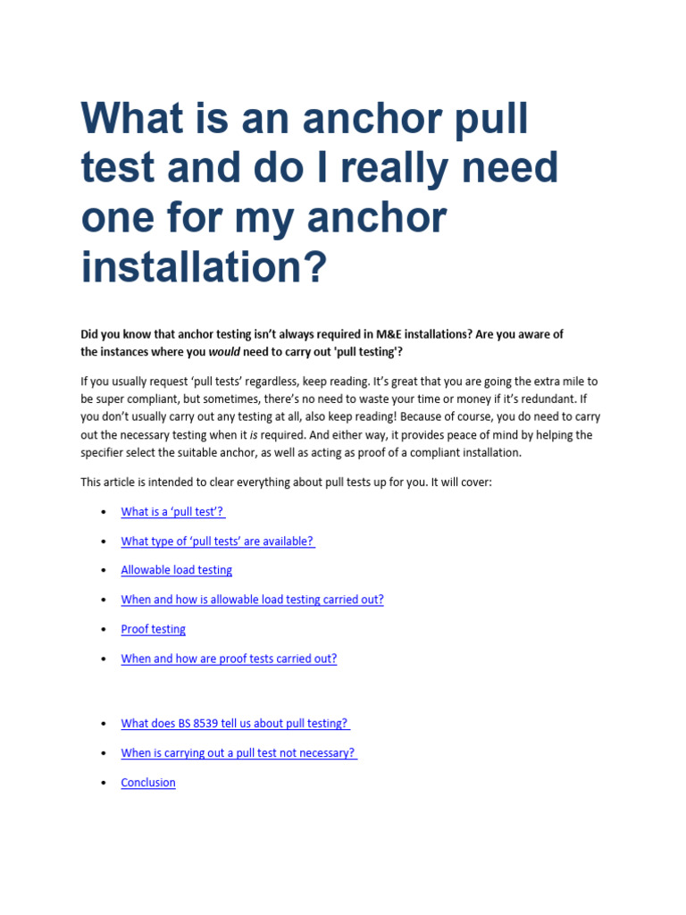 Understanding Anchor Pull Testing Requirements | PDF