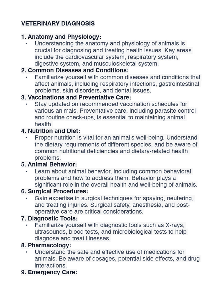 Veterinary Diagnosis | PDF | Veterinary Medicine | Medical Diagnosis