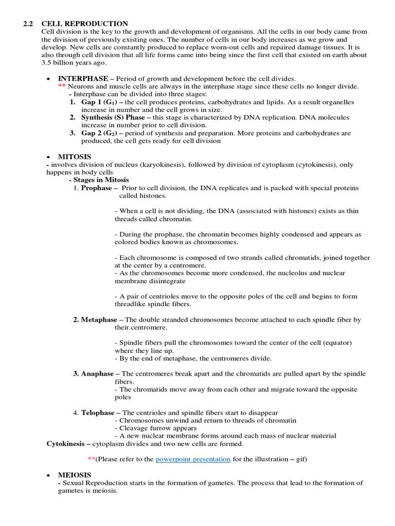 Lecture 3 (Cell and Cell Reproduction) | PDF