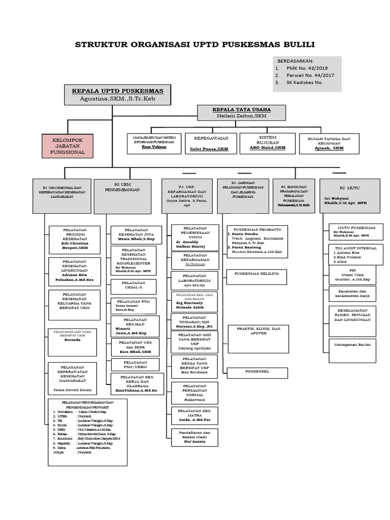 Struktur Organisasi Uptd Puskesmas Bulili 2023 | PDF