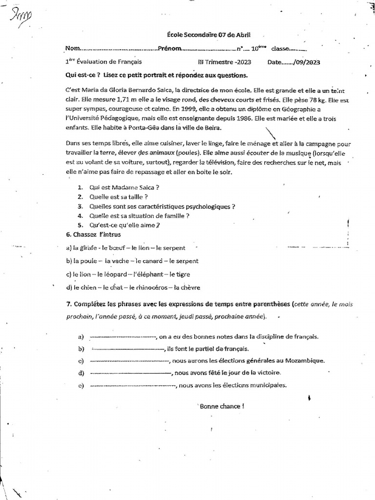 Teste De Frances 10 Pdf