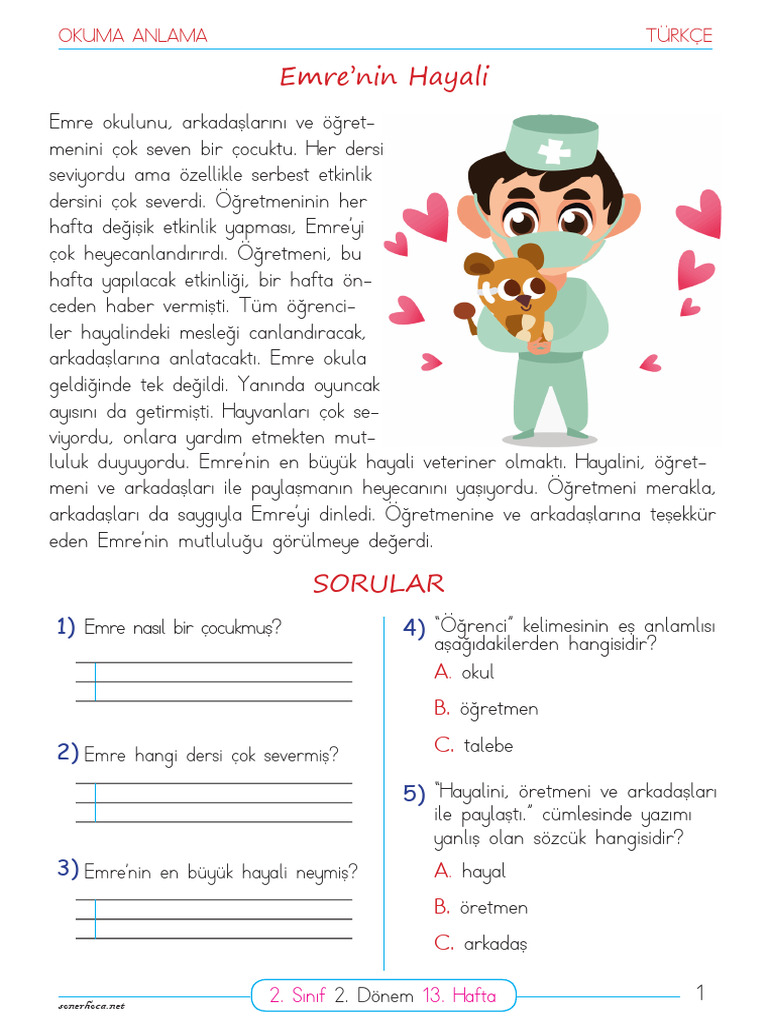 Sinif 2. Donem 13. Hafta Haftalik Odev | PDF