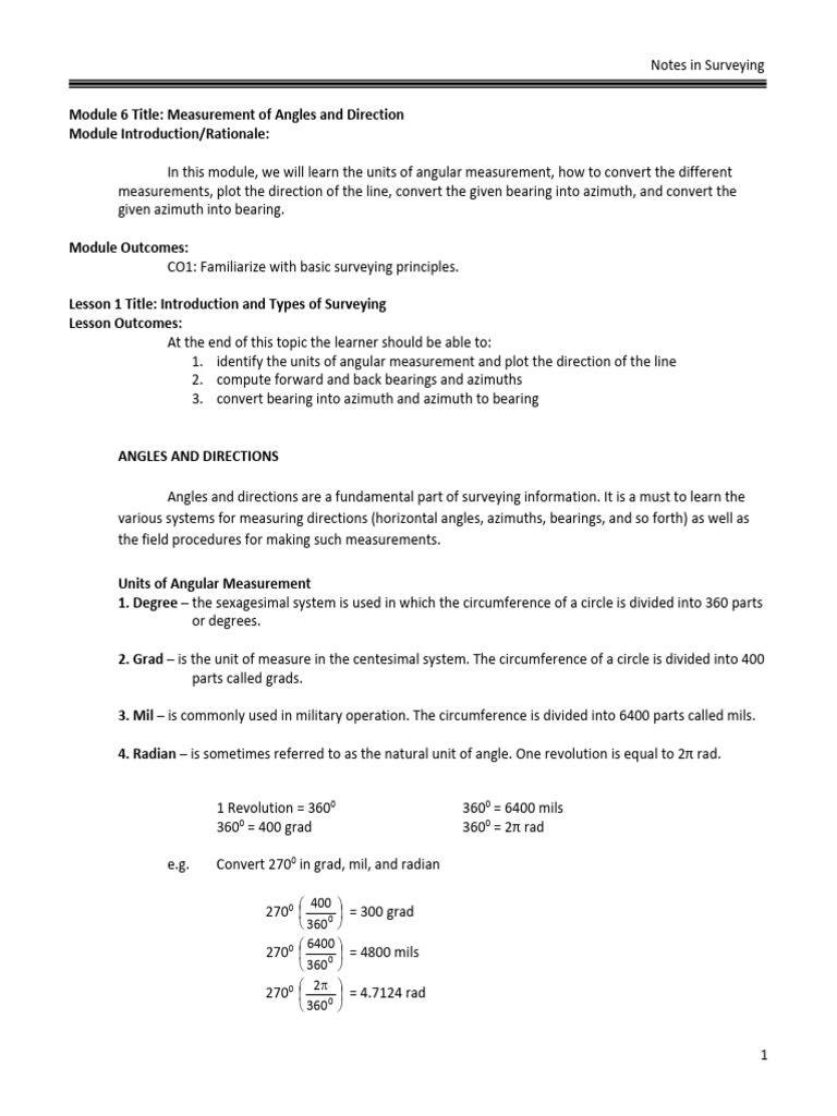 Surveying Angles and Traversing | PDF | Perpendicular | Triangle