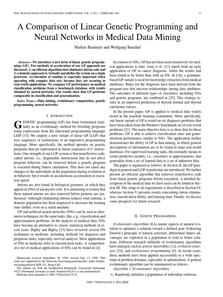 A Comparison Of Linear Genetic Programming And Pdf