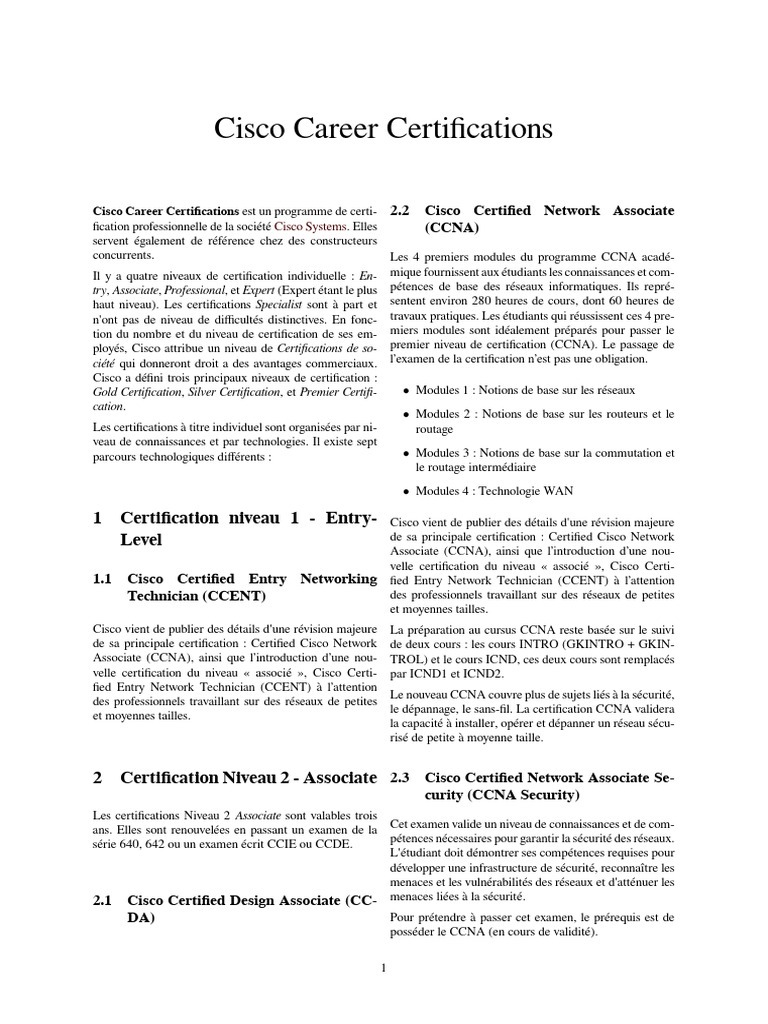 Cisco Career Certifications | PDF