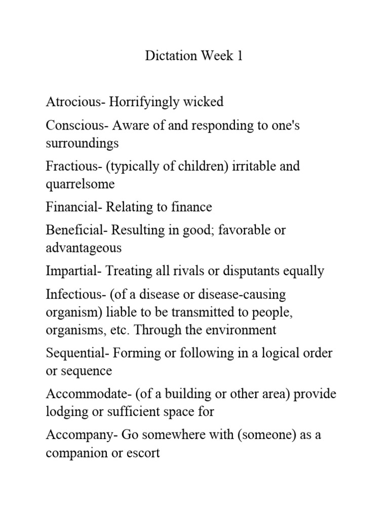 Dictation Week 1 | PDF