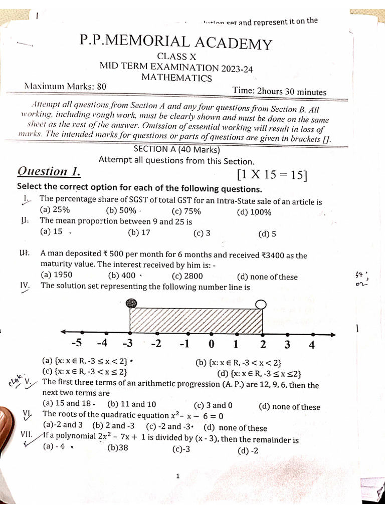 Maths Midterm Paper PPMA 2024 | PDF