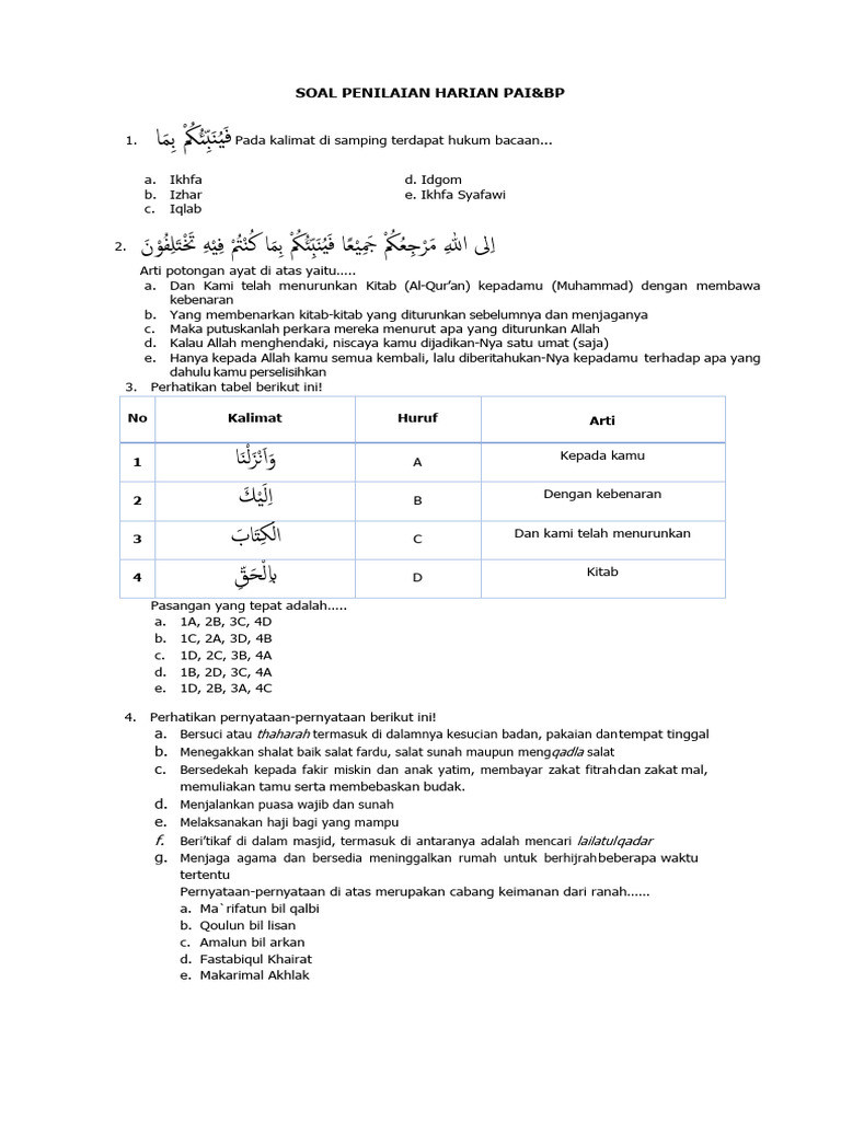 Soal PH Pai BP - X | PDF