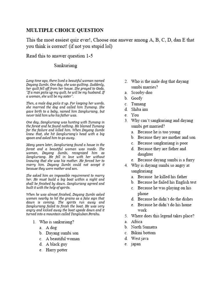 Multiple Choice Question | PDF