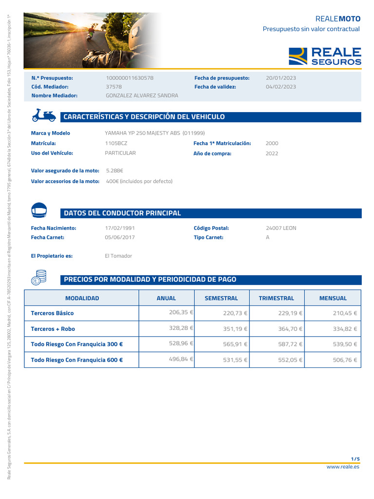 Moto 1 | PDF | Seguro | Reaseguro