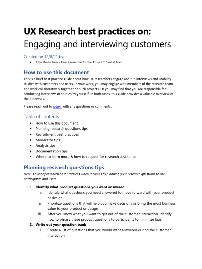UX Research Best Practices On Engaging and Interviewing With Customers ...