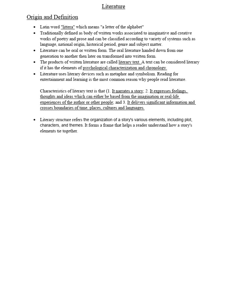 Origin and Definition of Lit | PDF