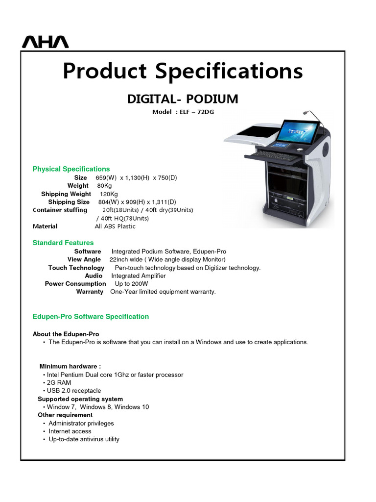 AHA ELF 72DG Single Monitor | PDF | Microphone | Hdmi