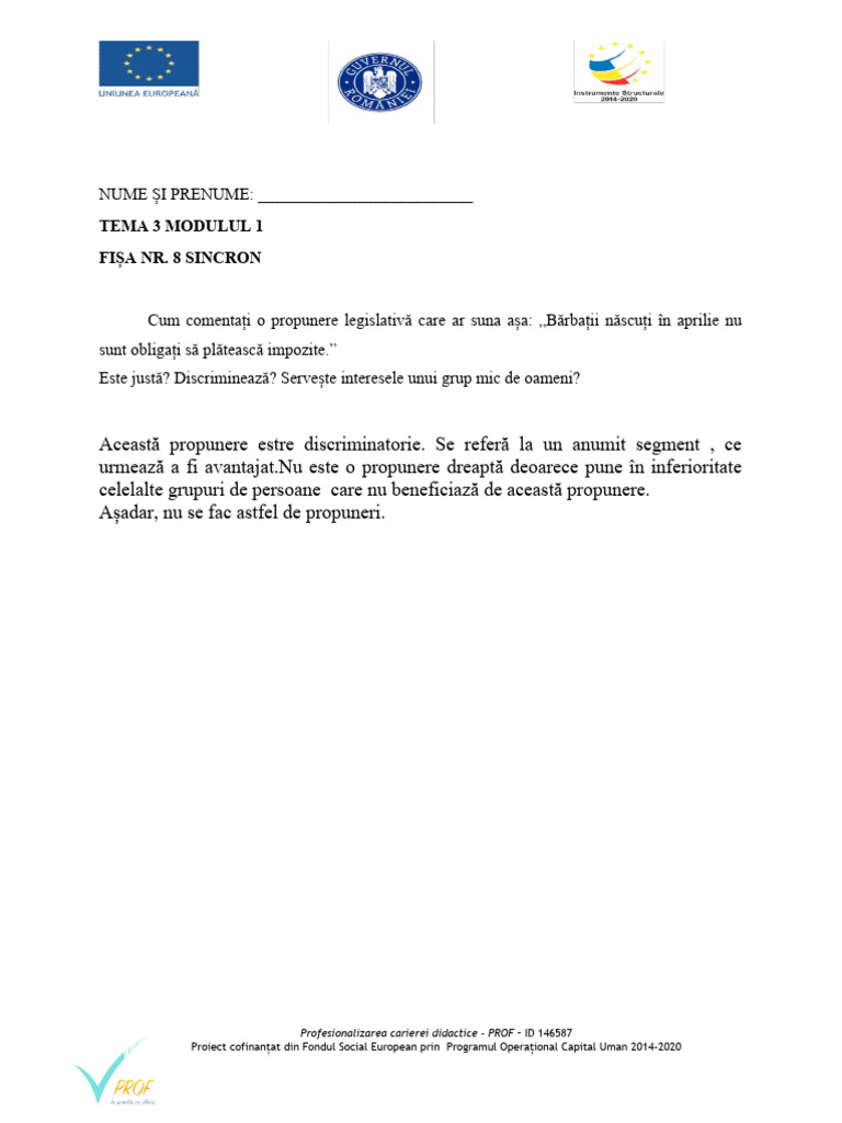 Fisa 8 Sincron Modulul 1 | PDF
