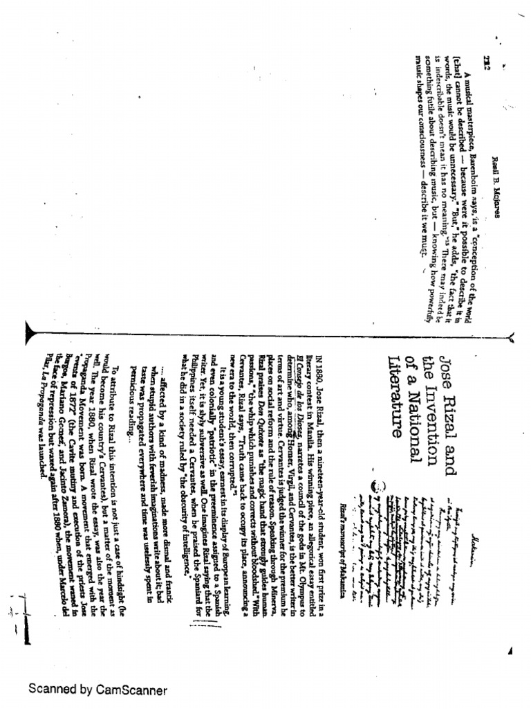 Mojares Jose Rizal and The Invention of National Literature | PDF