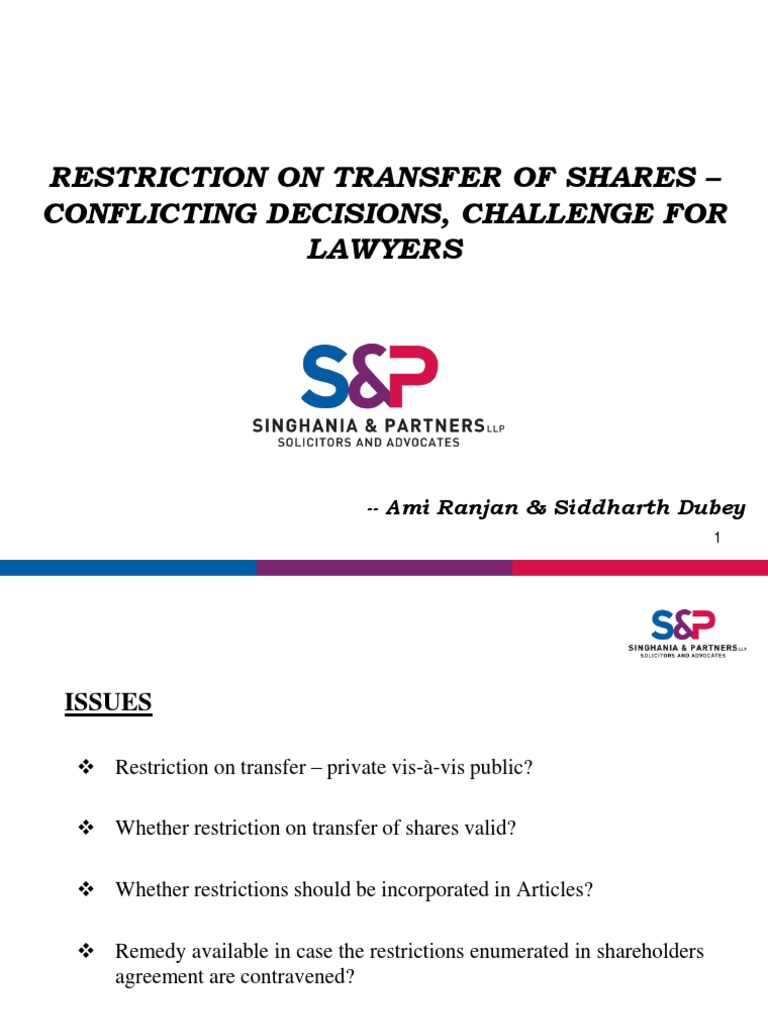 Restriction On Transfer of Shares | PDF | Public Company | Lawsuit