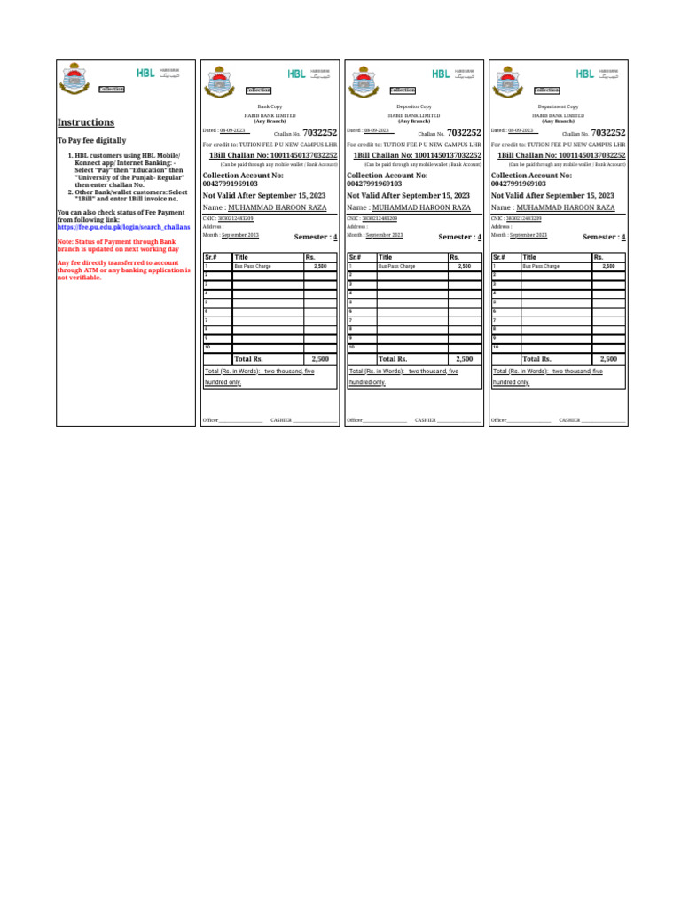 Fee - Pu.edu - PK Login Print Challan Transport 7032252 1 3830212483209 ...