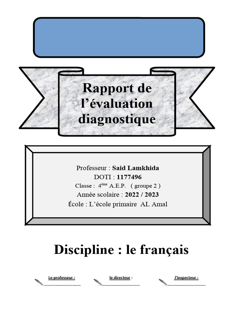 Rapport de lévaluation diagnostique | PDF