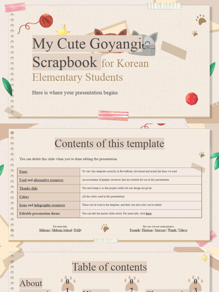 My Cute Goyangi Scrapbook For Korean Elementary Students | PDF