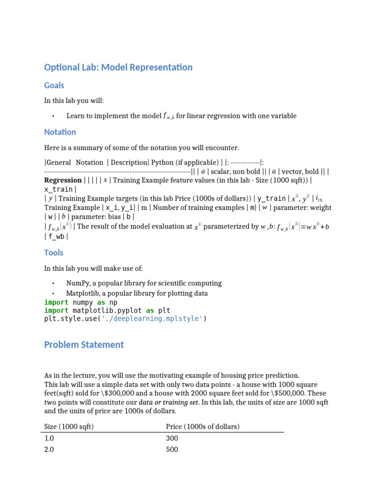 Linear Regression Practice Lab | PDF