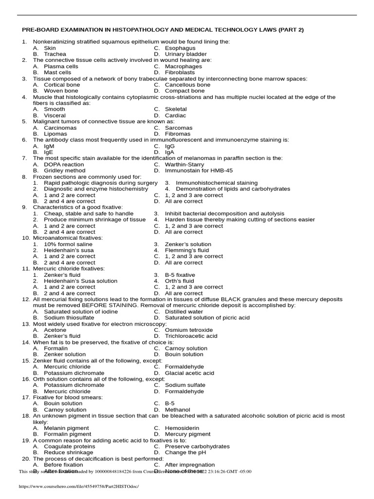Histopath MT Laws 2 | PDF
