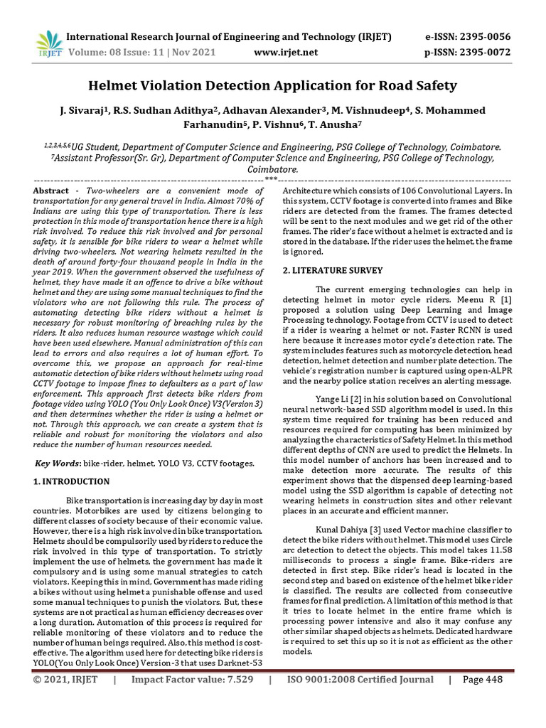 Irjet Helmet Violation Detection Applica Pdf