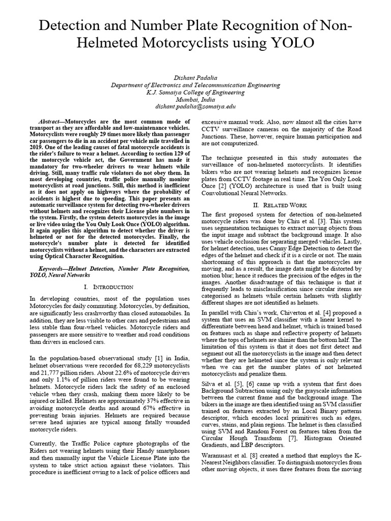 Detection And Number Plate Recognition O Pdf