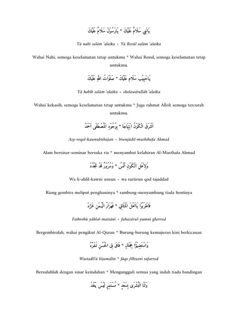 Mahalul Qiyam Simtudduror Lengkap Teks Arab, Latin, Artinya Dan Bisa Download PDF | PDF