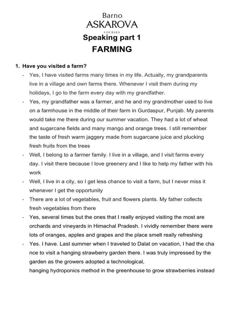 Importance of Farming and Farm Visits | PDF | Agriculture | Farms