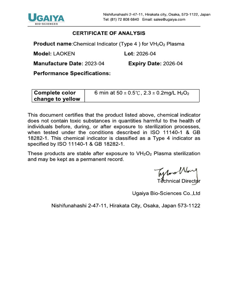 Ugaiya COA For UGCI0204 LAOKEN | PDF