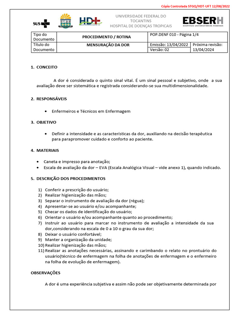 Pop 010 Denf Mensuracao Da Dor | PDF