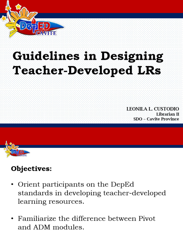 Guidelines For Designing Teacher Developed LRs ASHI | PDF | Learning ...
