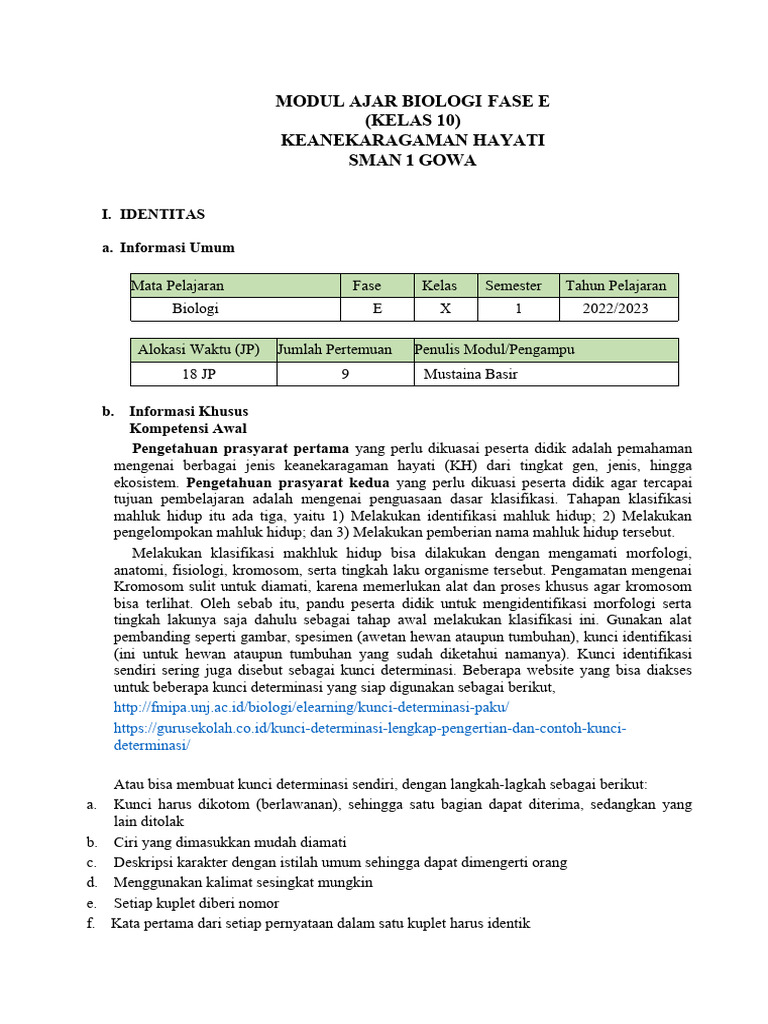 Modul Kumer Keanekaragaman Hayati 10 | PDF