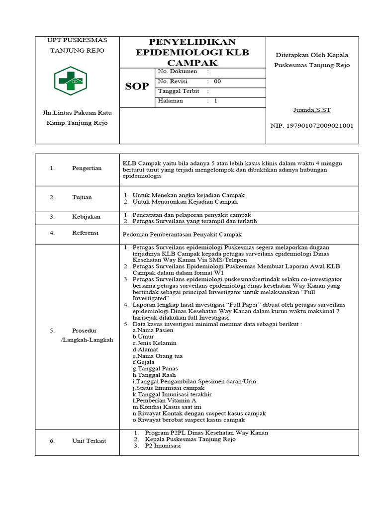 Sop Pe KLB Campak | PDF