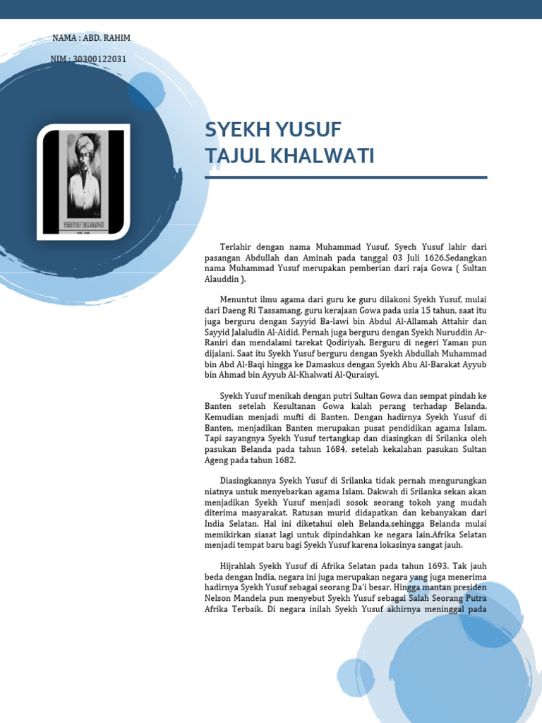 Syekh Yusuf | PDF | Sejarah | Agama & Spiritualitas
