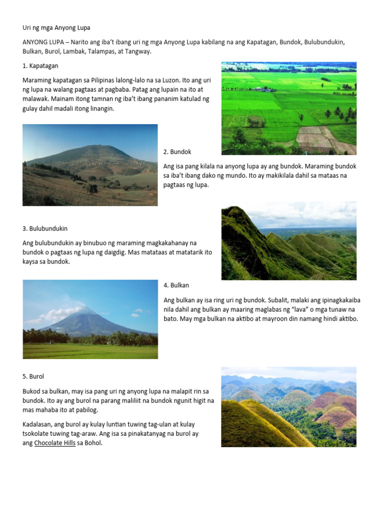 Uri NG Mga Anyong Lupa | PDF