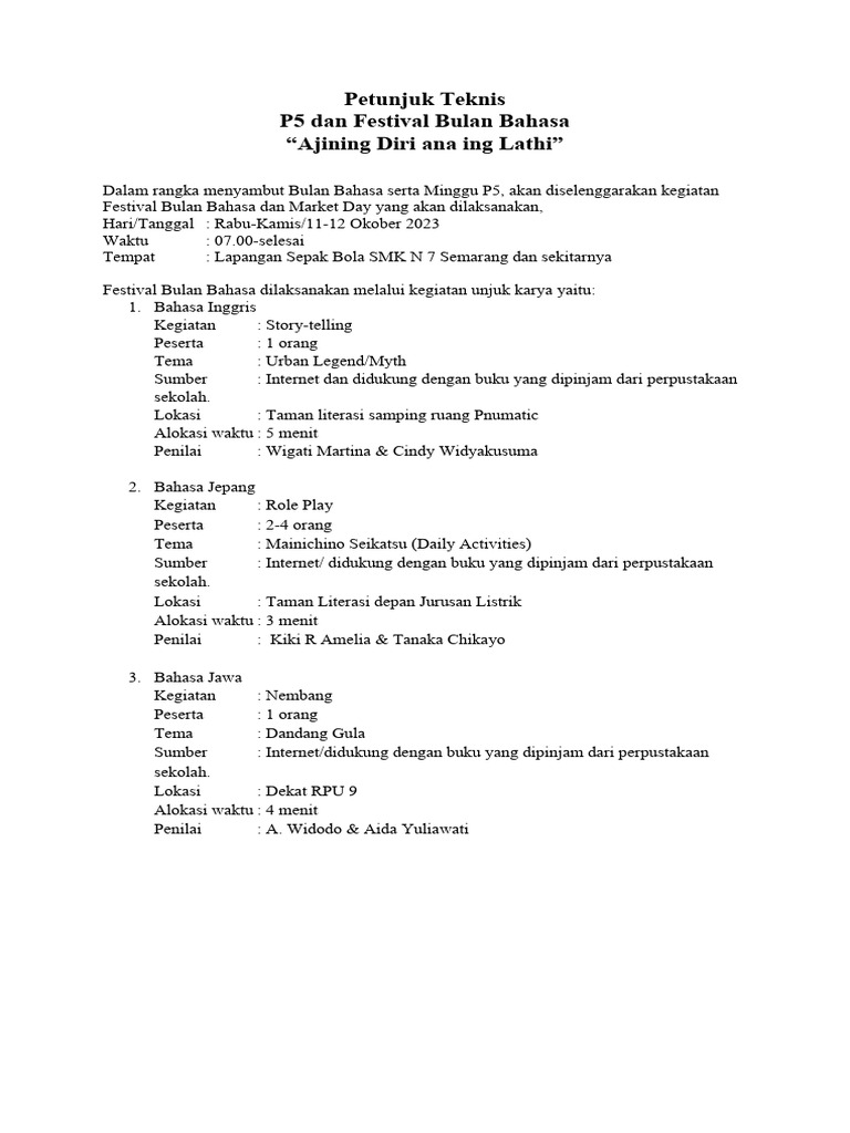 JUKNIS P5 Dan Bulan Bahasa | PDF