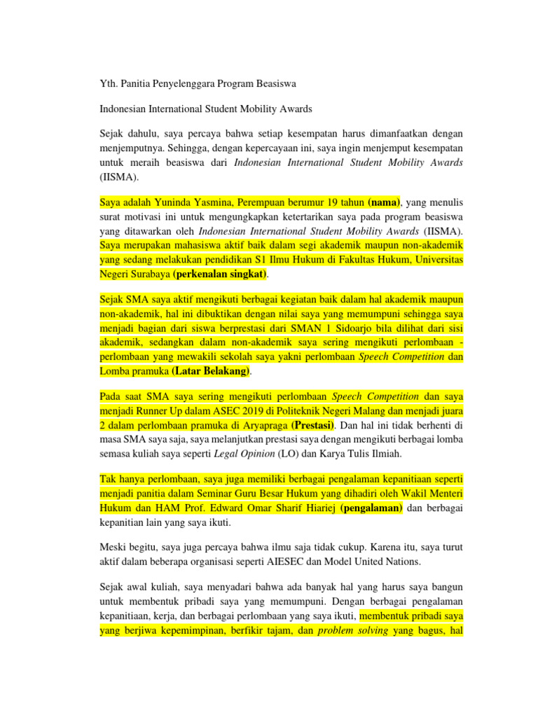 Contoh Motivation Letter | PDF