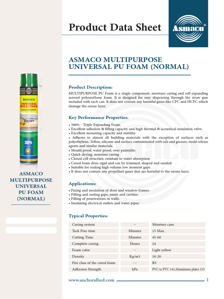 Asmaco Universal Multi Foam TDS | PDF