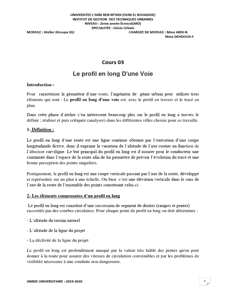 Cours 03 Le Profil en Long | PDF