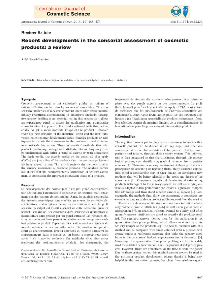 Intern J of Cosmetic Sci - 2015 - Pens LH Ritier - Recent Developments ...