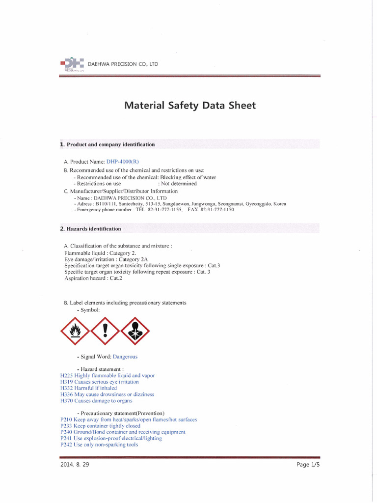 DHP4000 (R) MSDS | PDF